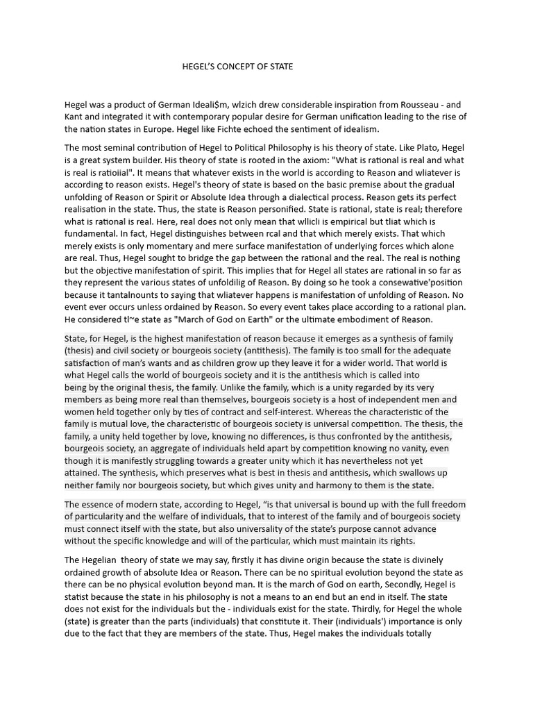 Hegel's Theory of State | Download Free PDF | Georg Wilhelm Friedrich ...