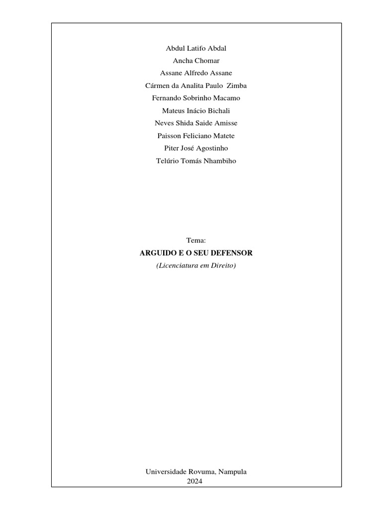 Direitos Do Arguido E Defensor No Processo Penal Pdf Direito Penal
