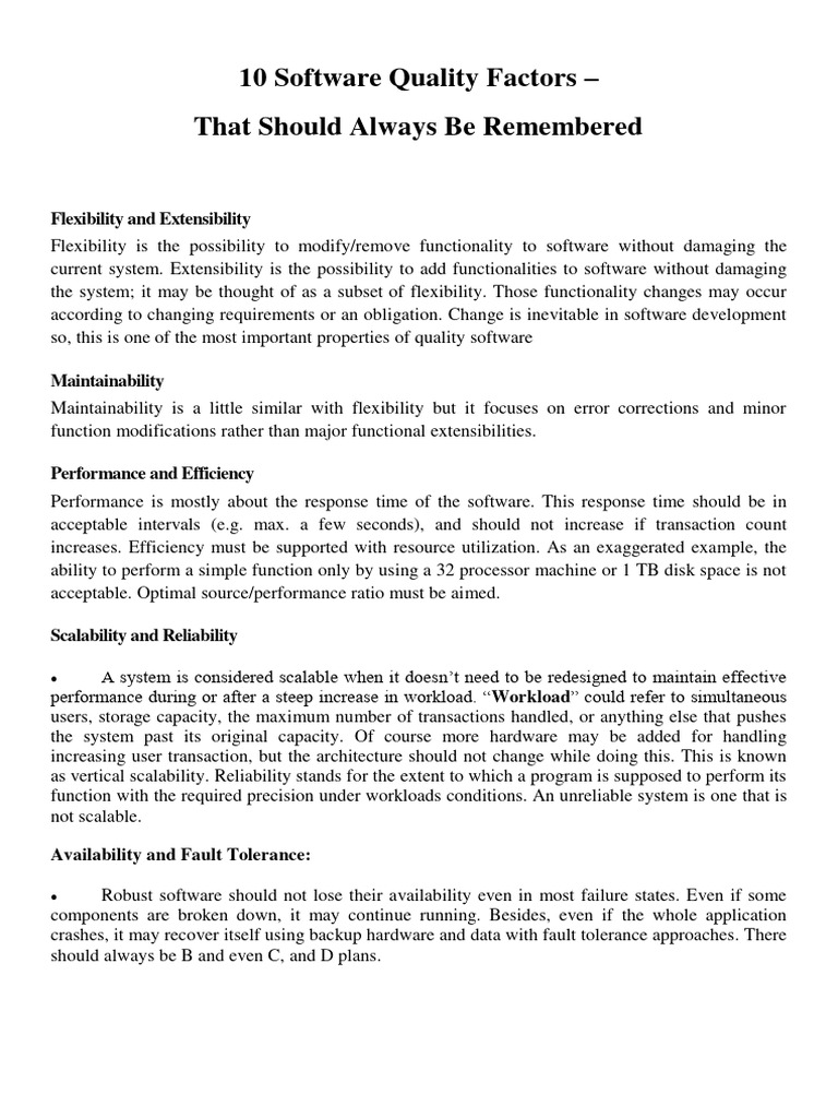 Key Software Quality Factors Explained | PDF | Scalability | Computer ...