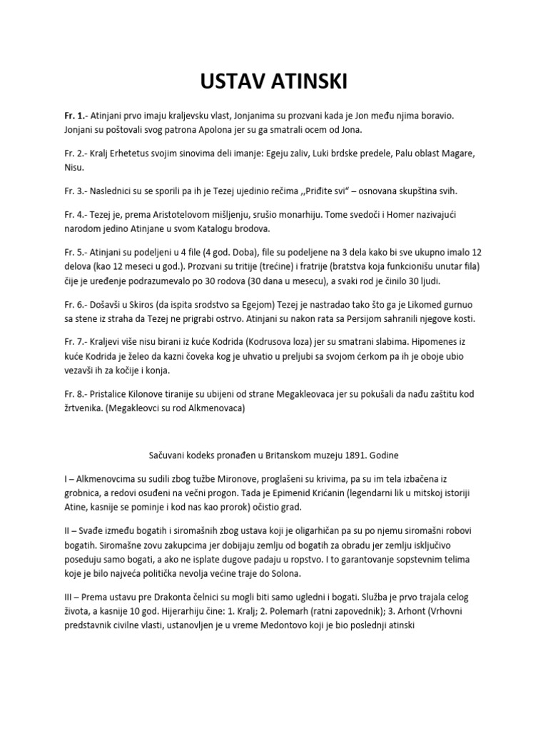Ustav Atinski | PDF