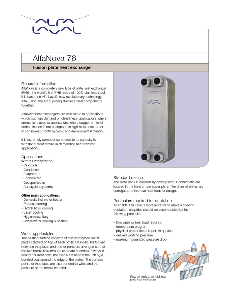 AlfaNova 76 | Download Free PDF | Heat Exchanger | Temperature