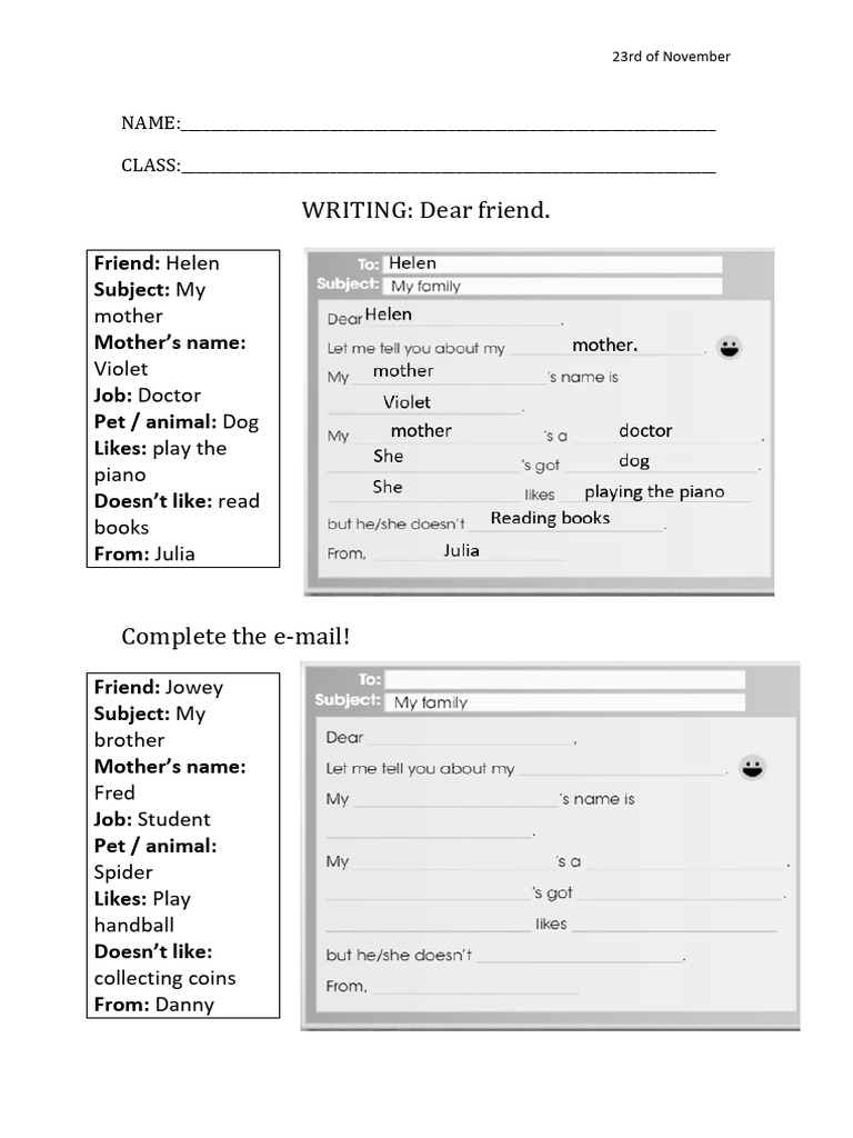 Writing Email Template for Kids | PDF
