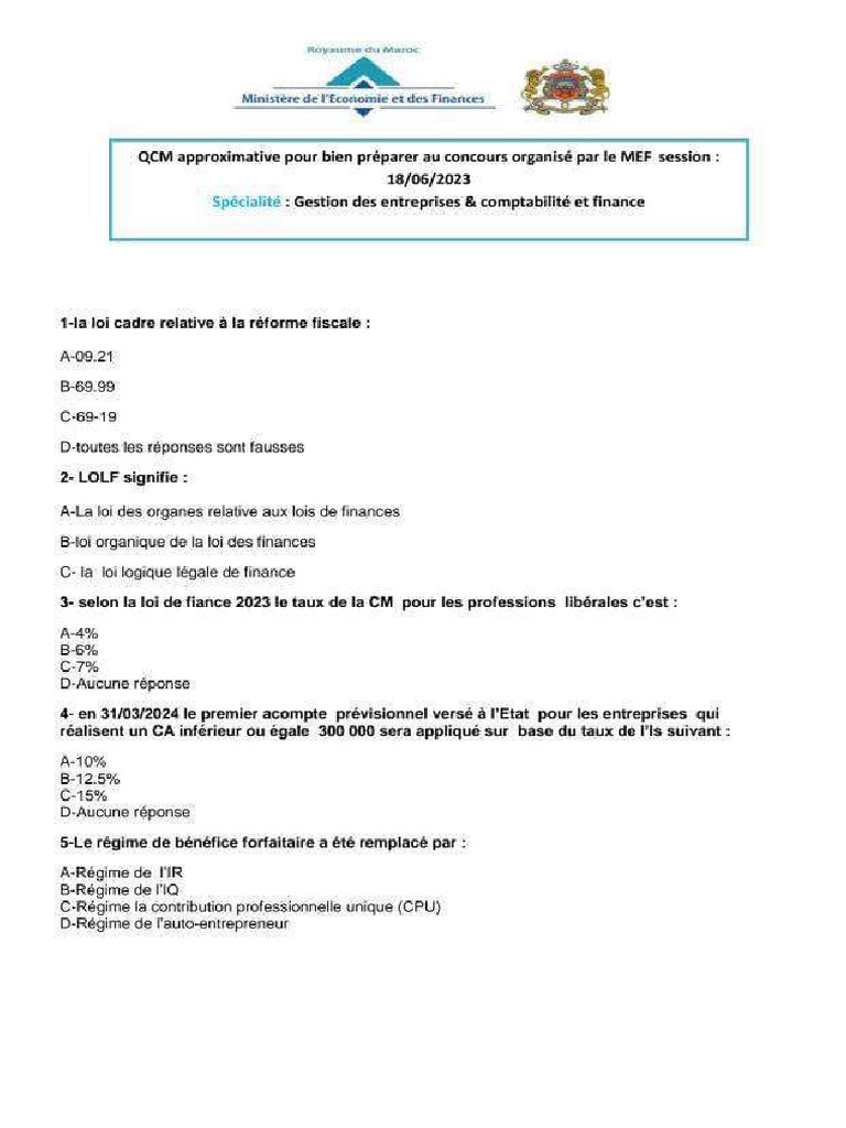 Mef QCM 2 3 | PDF
