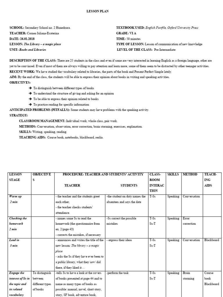 Lesson Plan 6a | Download Free PDF | Teachers | Lesson Plan