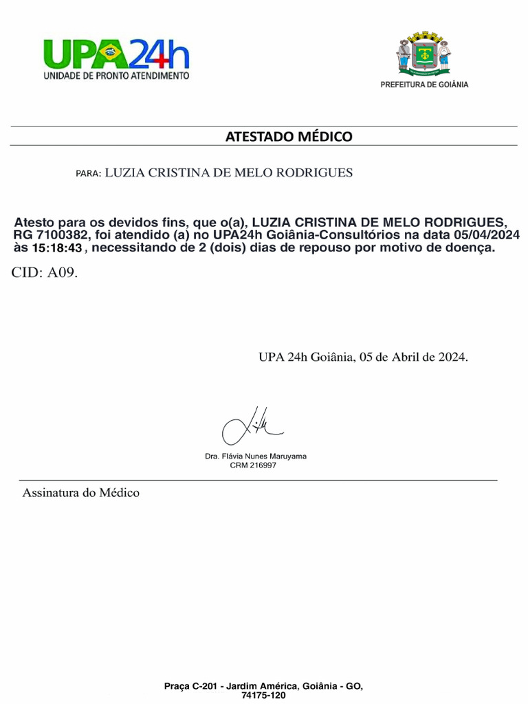 Atestado UPA24h | PDF