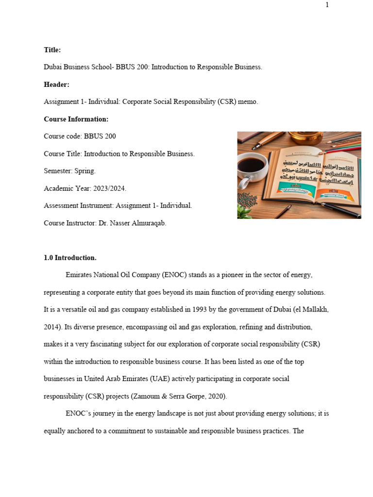 BBUS 200- CSR memo[1] | PDF | Corporate Social Responsibility ...