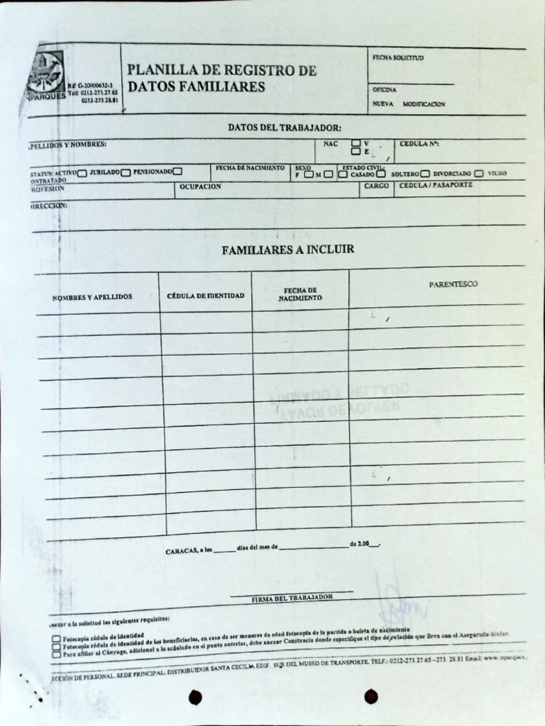 Planilla HCM Inparques | PDF | Autenticación | Gobierno y personalidad