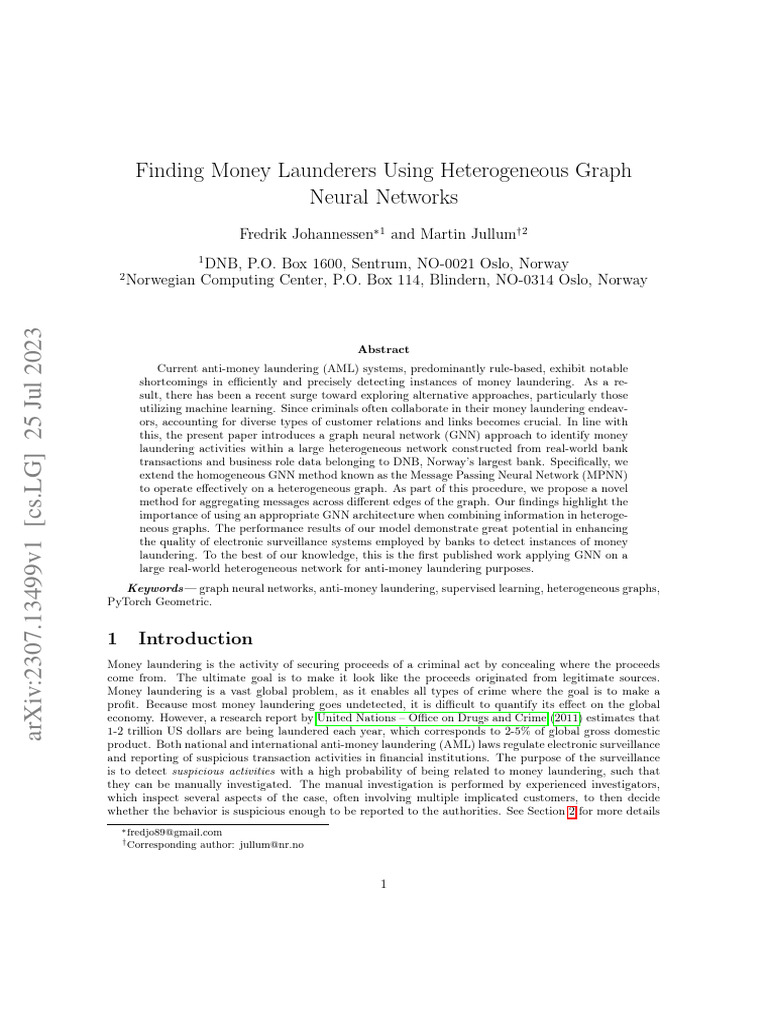 Finding Money Launderers Using Heterogeneous Graph Neural Networks | PDF | Applied Mathematics