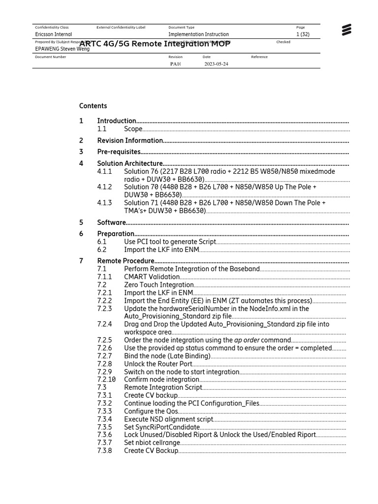 ARTC 4G 5G Remote Integration MOP PA10 | PDF | Antenna (Radio ...