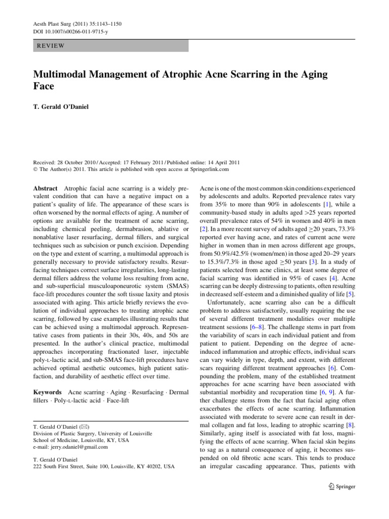 Multimodal Management of Atrophic Acne Scarring in The Aging Face | PDF ...