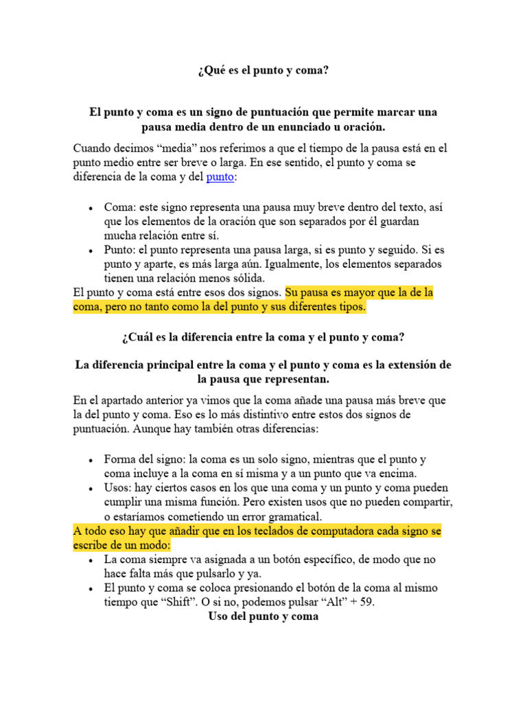 Punto y Coma y La Coma | PDF | Coma | Adverbio