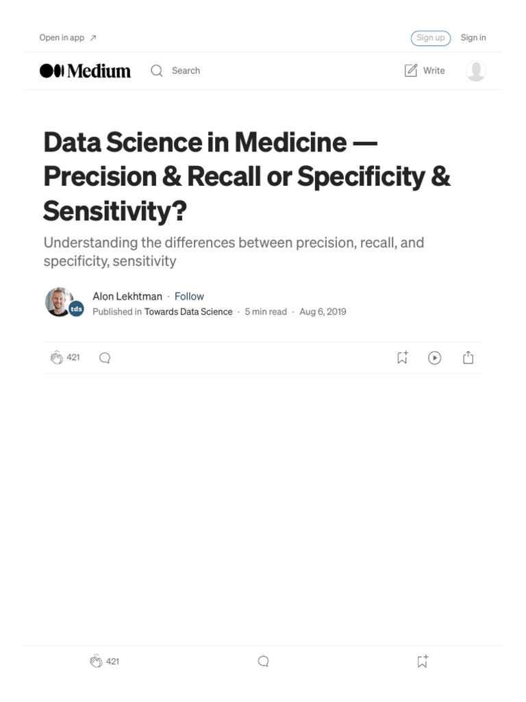 Data Science in Medicine - Precision & Recall or Specificity ... Data Science in Medicine - Precision & Recall or Specificity ...