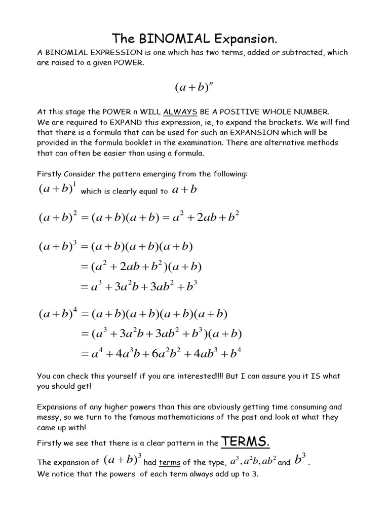 The BINOMIAL Expansion | Download Free PDF | Mathematical Objects | Mathematics