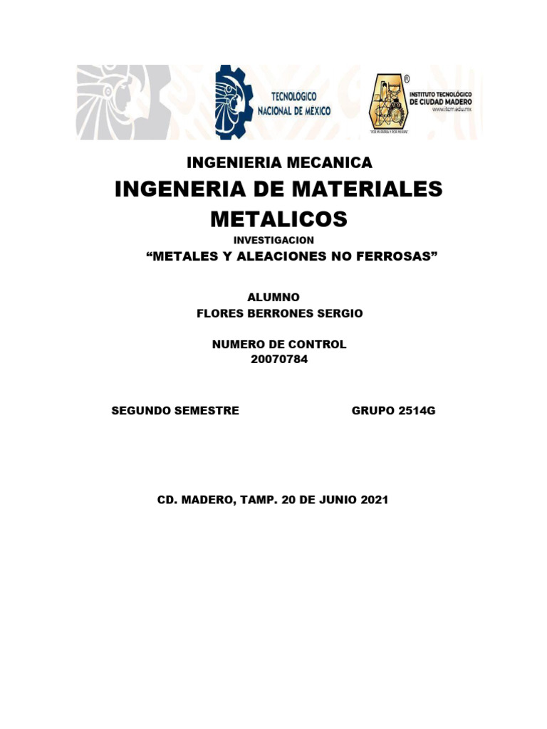 metales y aleaciones no ferrosas | PDF | Cobre | Zinc