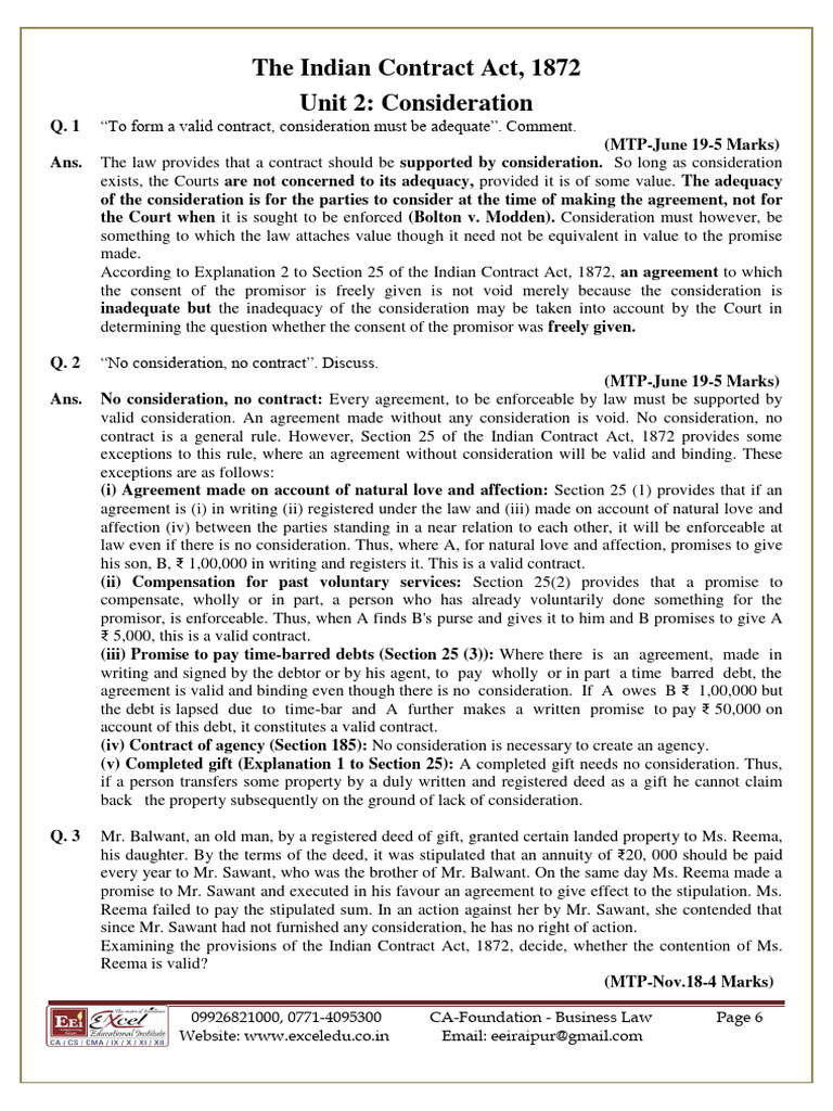 Indian Contract Act: Consideration Explained | PDF | Consideration | Assignment (Law)