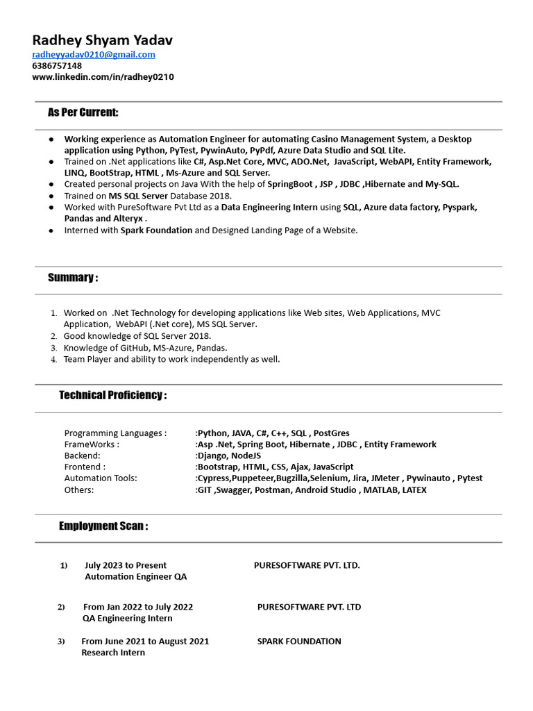 CV_RADHEY_012343 (3) | PDF | Entity Framework | World Wide Web