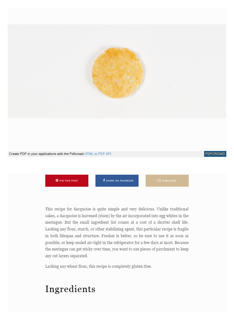 Chefiso Com P Almond Dacquoise Cake Recipe | PDF | Cakes | Meringue