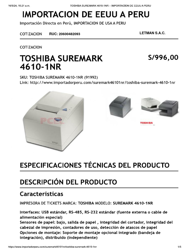 Toshiba Suremark 4610-1NR | PDF