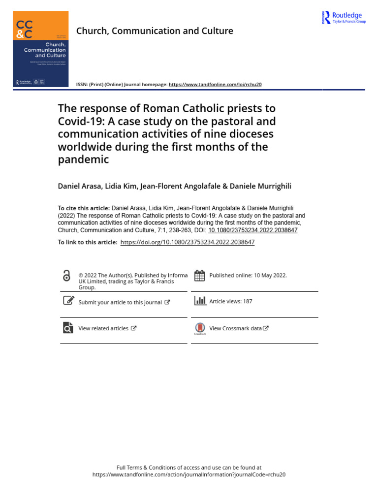 The Response of Roman Catholic Priests To Covid 19 A Case Study On The ...