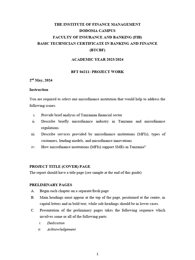 BCBF - Project Guide April 2024 | PDF | Microfinance | Tanzania