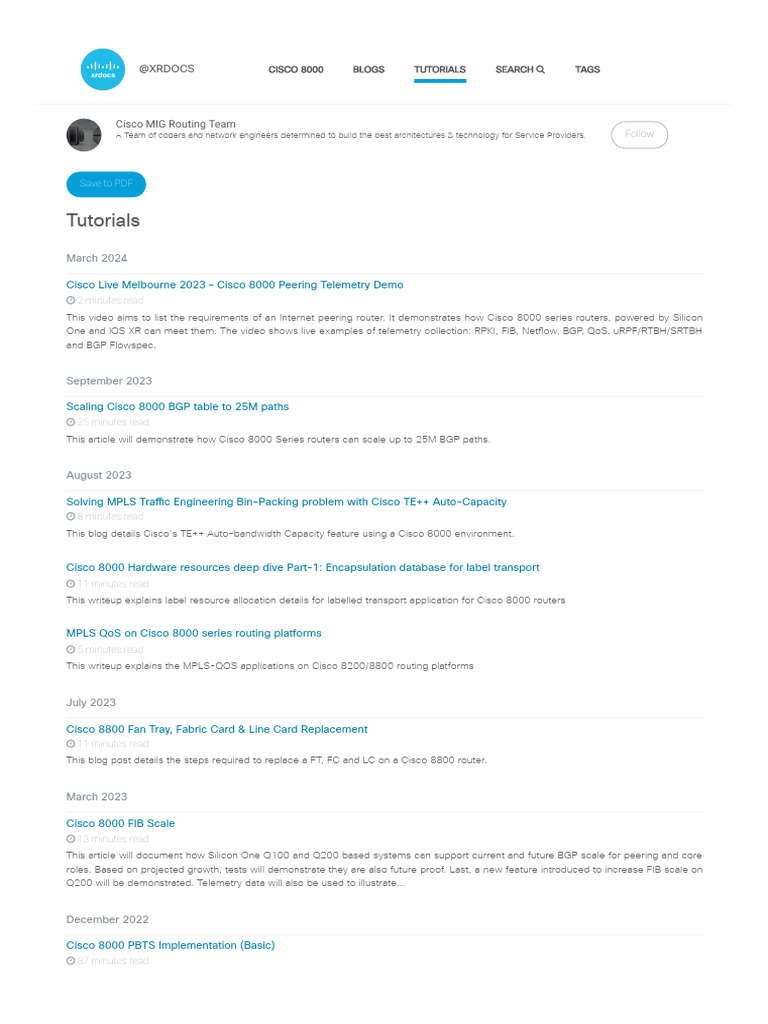 Xrdocs Io 8000 Tutorials Pdf Router Computing Computer Architecture