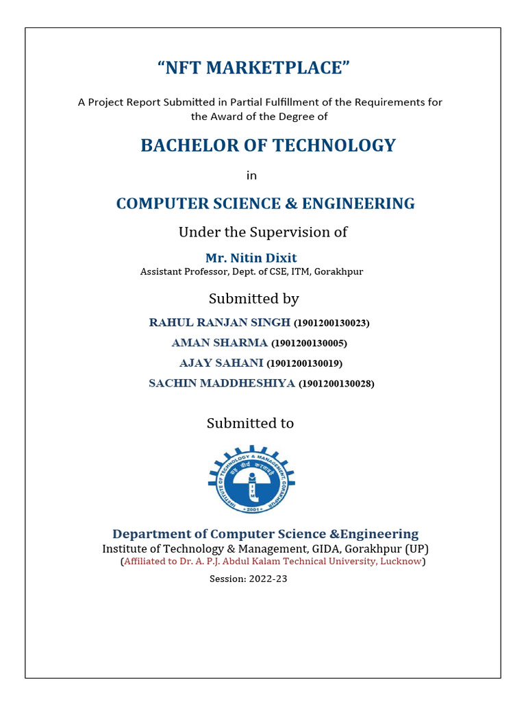 NFT Marketplace Final Year Project Report | PDF | Cryptocurrency ...