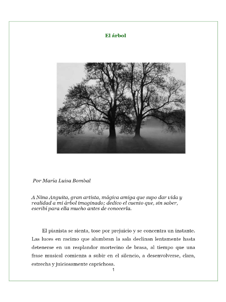 El Árbol. Por María Luisa Bombal | PDF