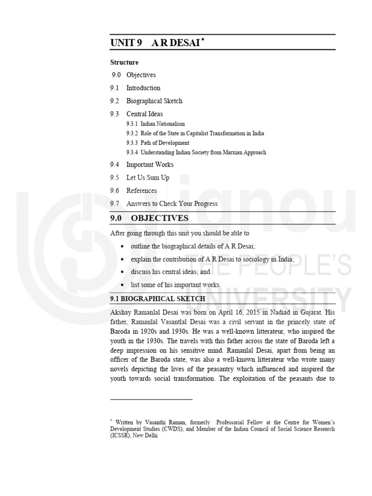 Unit-9 AR Desai | PDF | Capitalism | Marxism