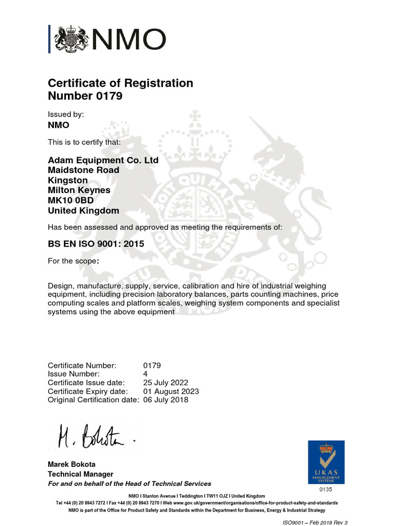 Adam ISO Certificate | PDF