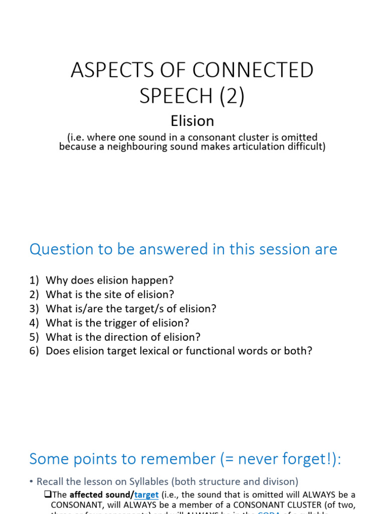 Week 14 Elision | PDF | Syllable | Language Families