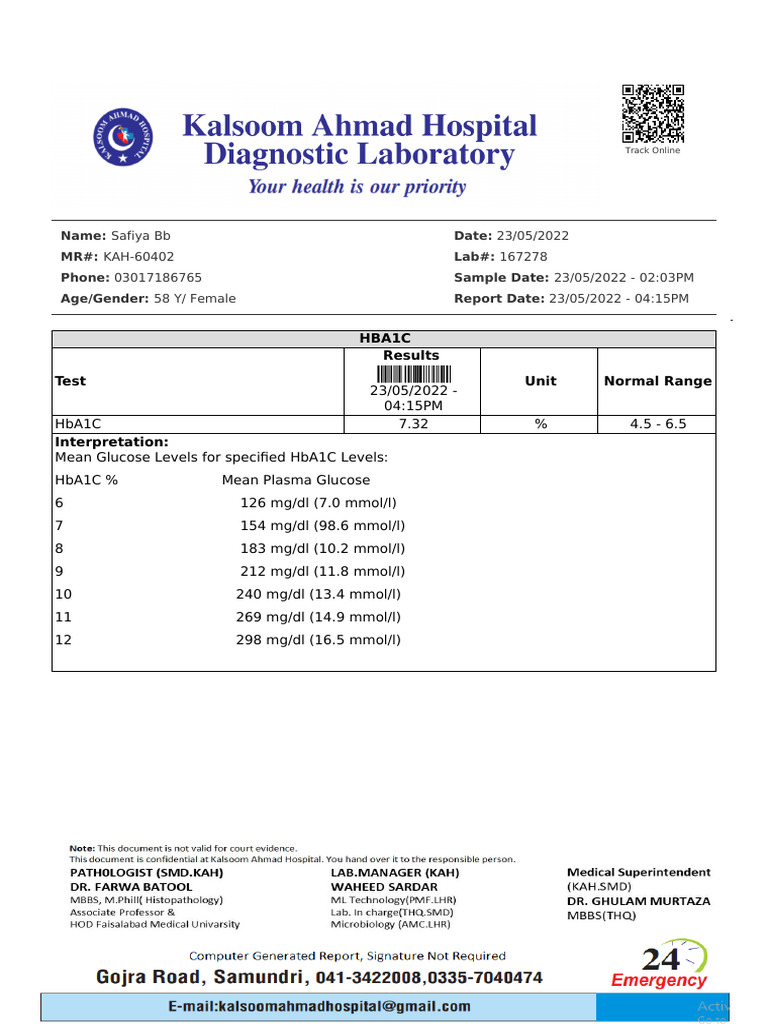 HbA1C Test Results and Interpretation | PDF