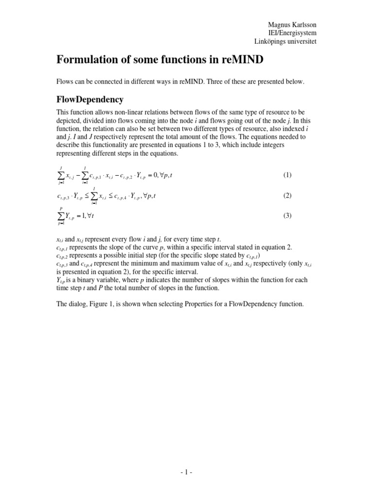 Formulation of Some Functions in reMIND | PDF | Function (Mathematics) | Equations