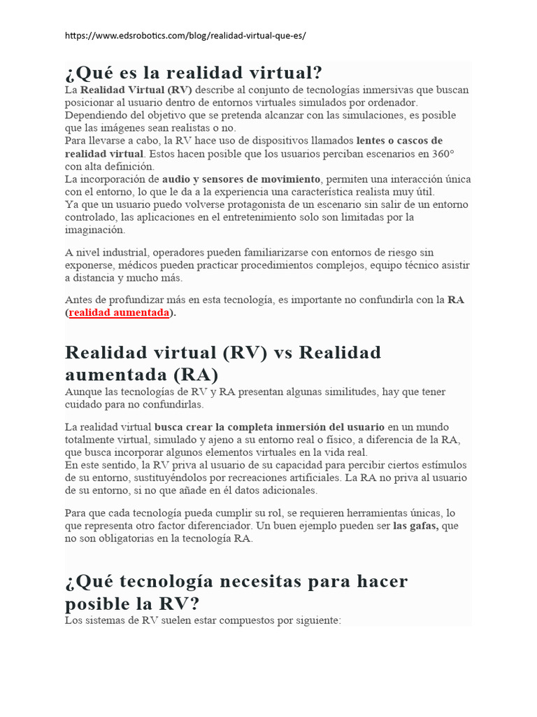 Realidad Virtual | PDF | Realidad virtual | Informática