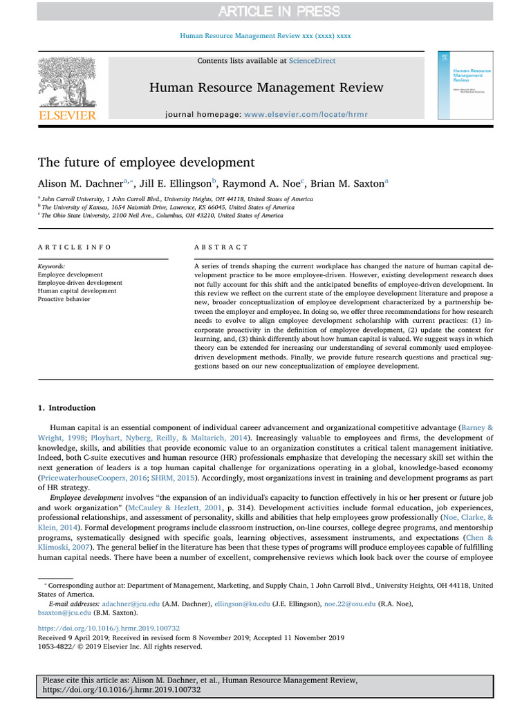 Human Resource Management Review: Alison M. Dachner, Jill E. Ellingson ...