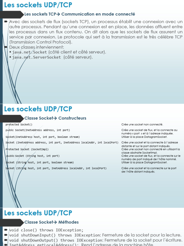 Introduction aux Sockets UDP/TCP en Java | PDF | Client–serveur ...