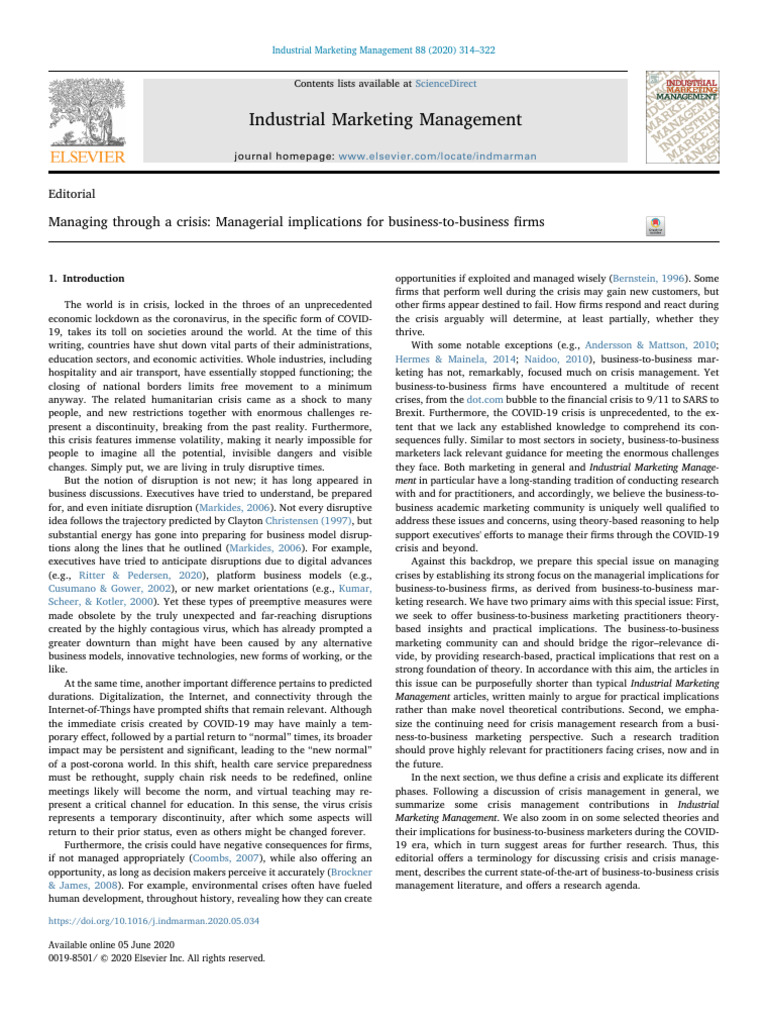 Managing Through a Crisis | PDF | Crisis Management | Marketing