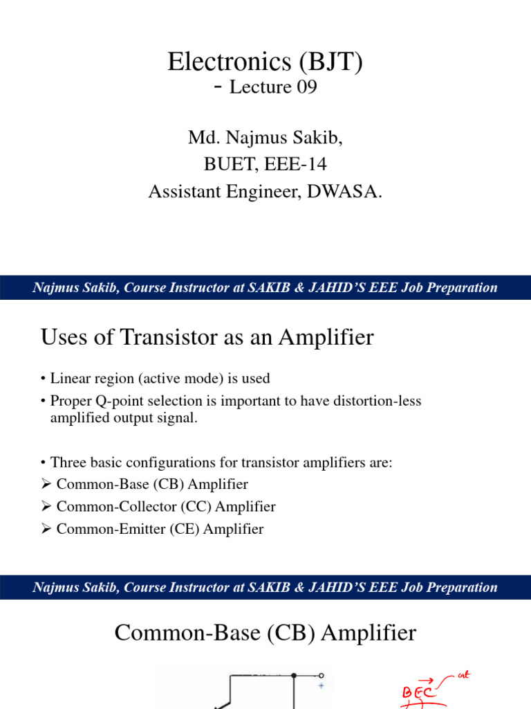 Electronics (BJT) Lecture 09 | PDF | Bipolar Junction Transistor | Amplifier