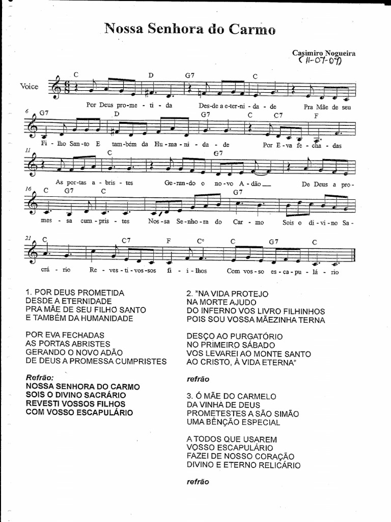 Nossa Senhora Do Carmo (Por Deus Prometida) Partitura | PDF