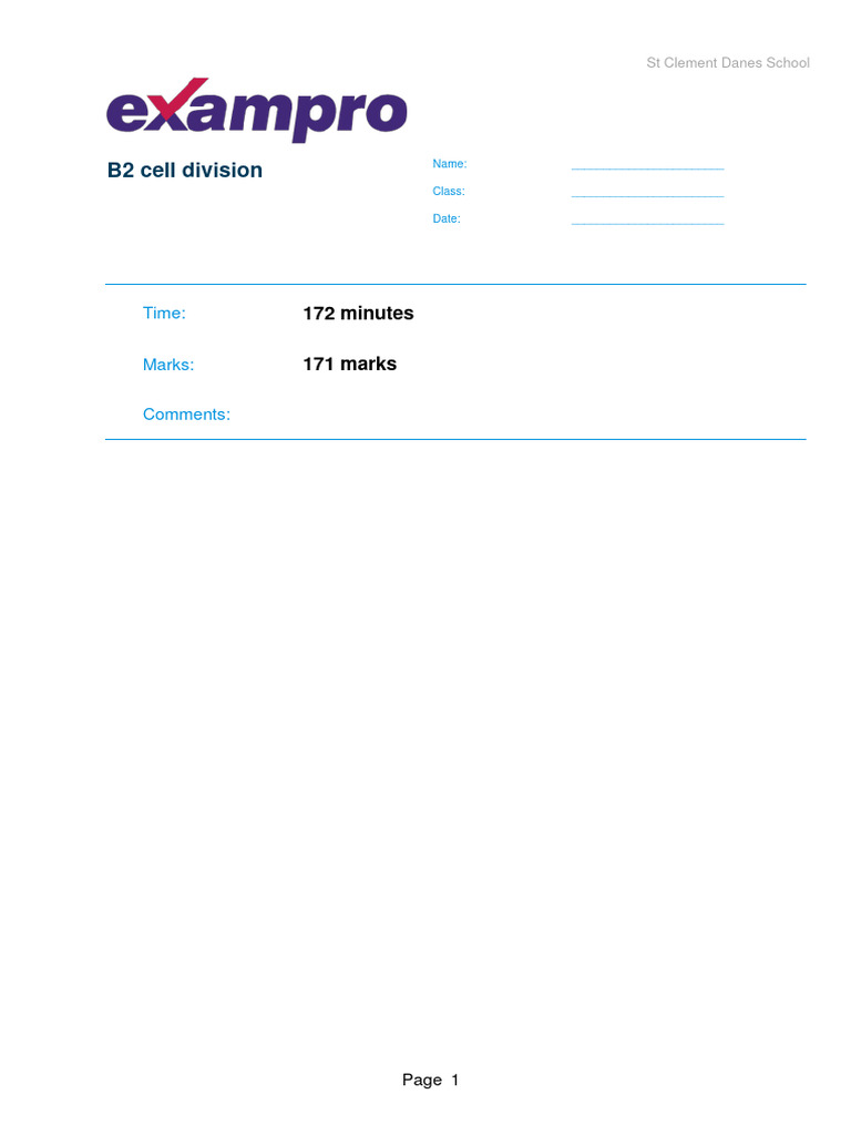 B2 Cell Division Q & MS | PDF | Meiosis | Mitosis