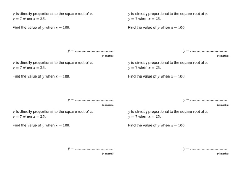 Lesson 1 - Direct Proportion Exit Question | PDF