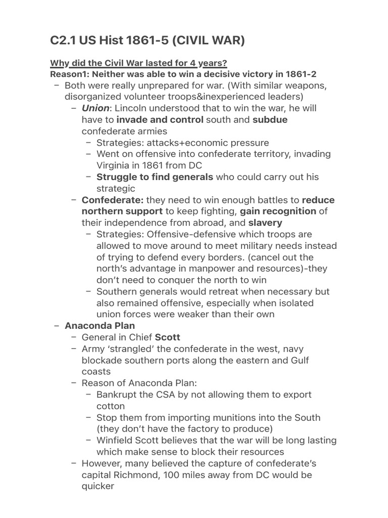 C2.1 US Hist 1861-5 (CIVIL WAR) | PDF | Confederate States Of America ...