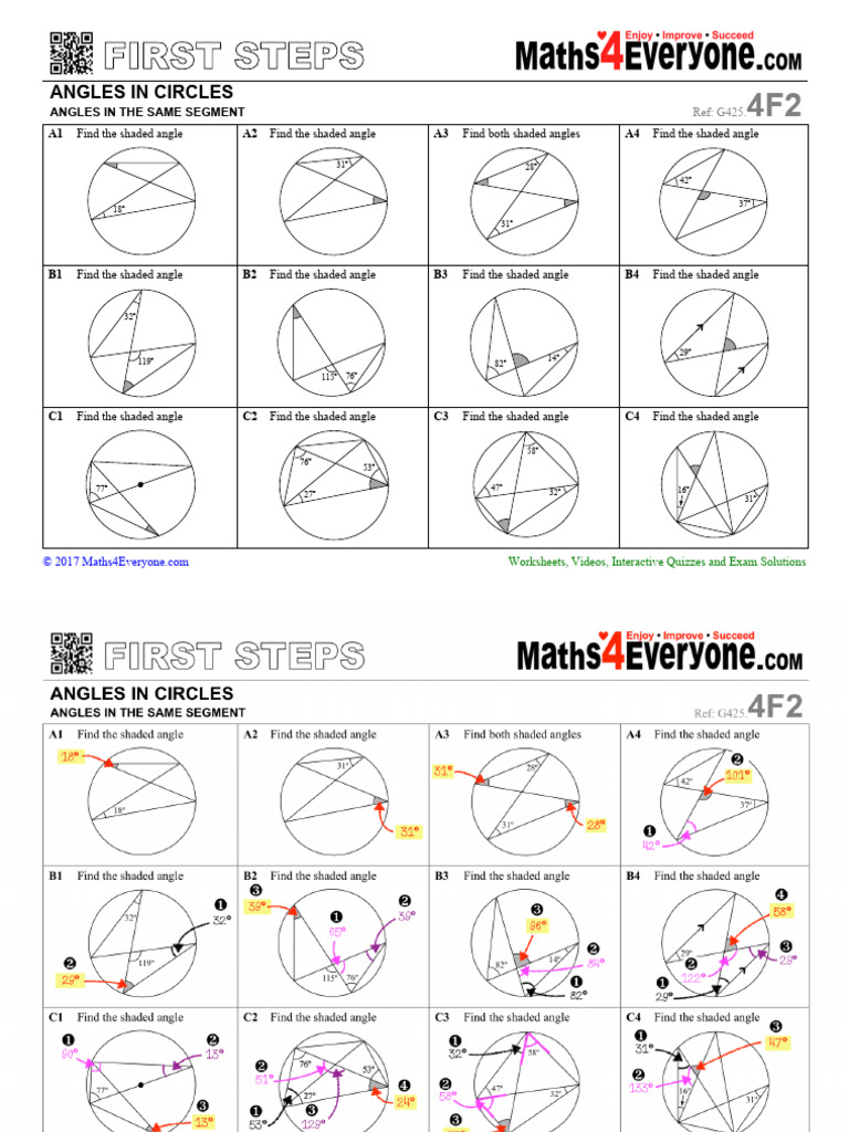 Circle Theorems Angles in The Same Segment 20334 | PDF