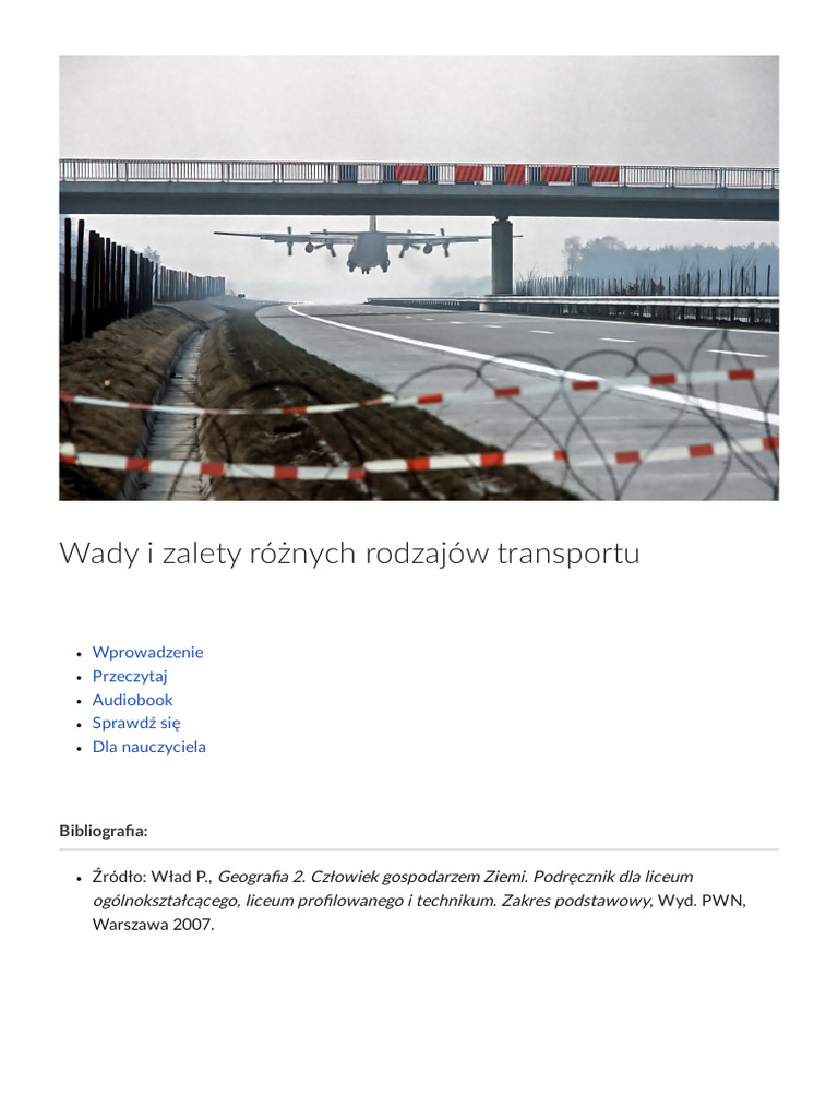 Wady I Zalety Roznych Rodzajow Transportu | PDF