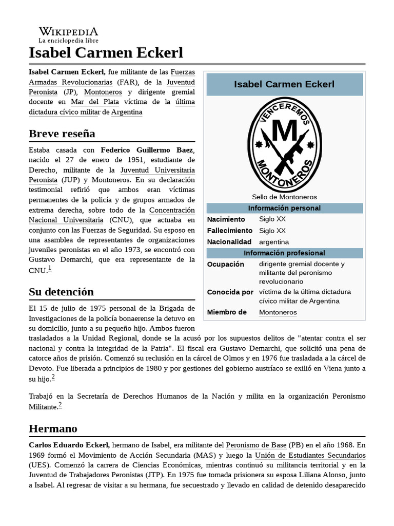 Isabel Carmen Eckerl | PDF | Argentina