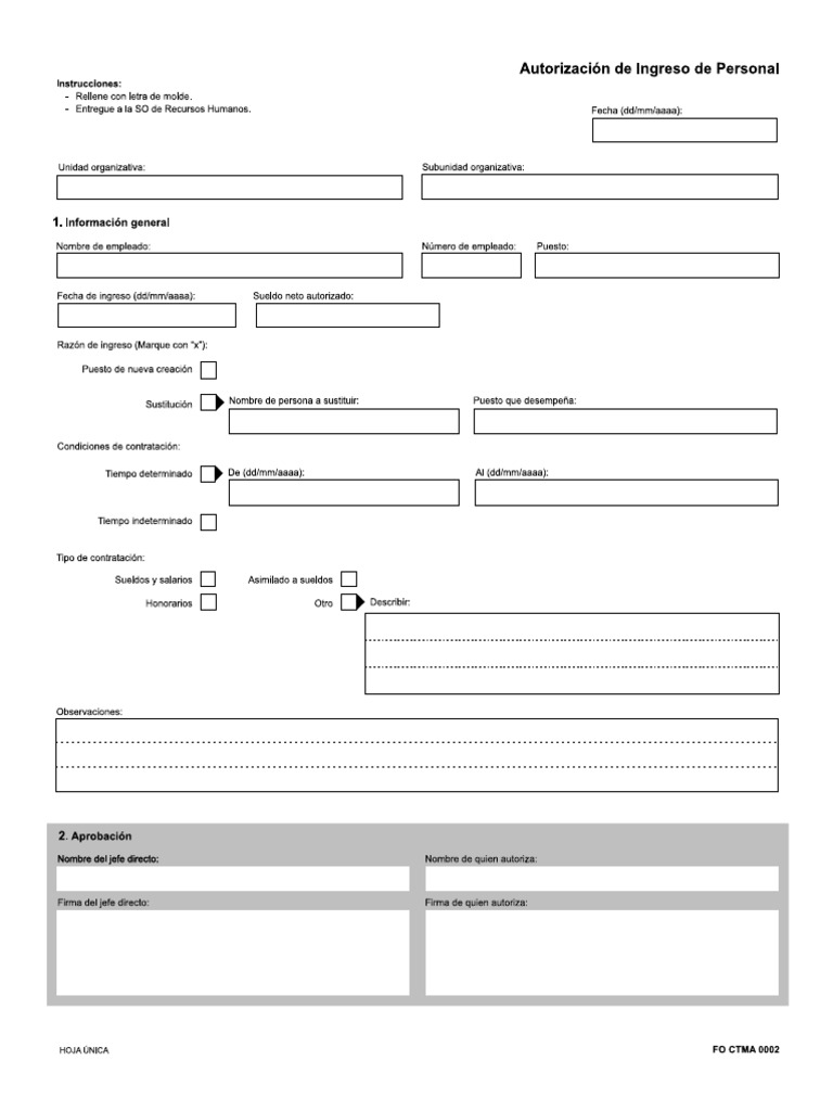 Autorización Ingreso de Personal | PDF