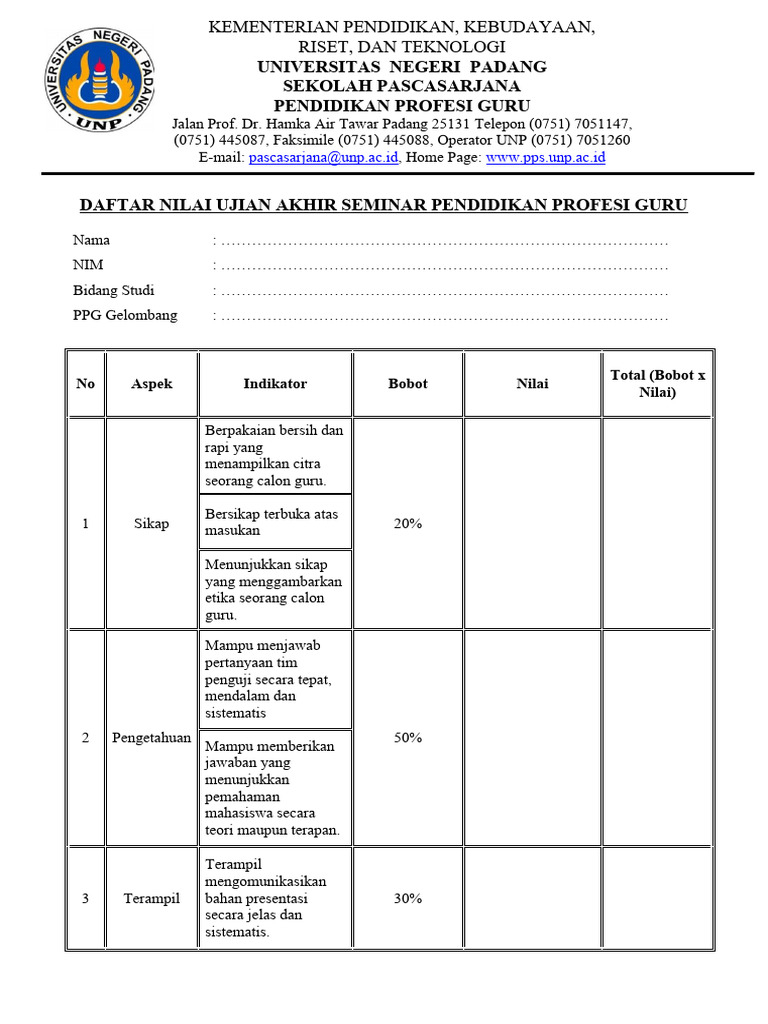 Format Penilaian UAS Seminar | PDF | Seni | Komputer