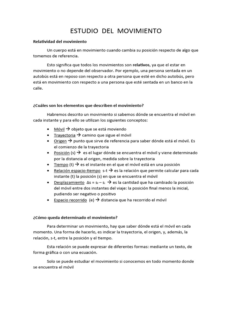 0000 Estudio Del Movimiento | PDF | Velocidad | Aceleración