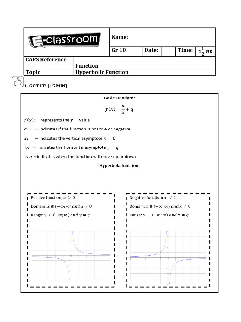 Gr10t2 Functions Hyperbola Functions | PDF | Asymptote | Mathematical Analysis