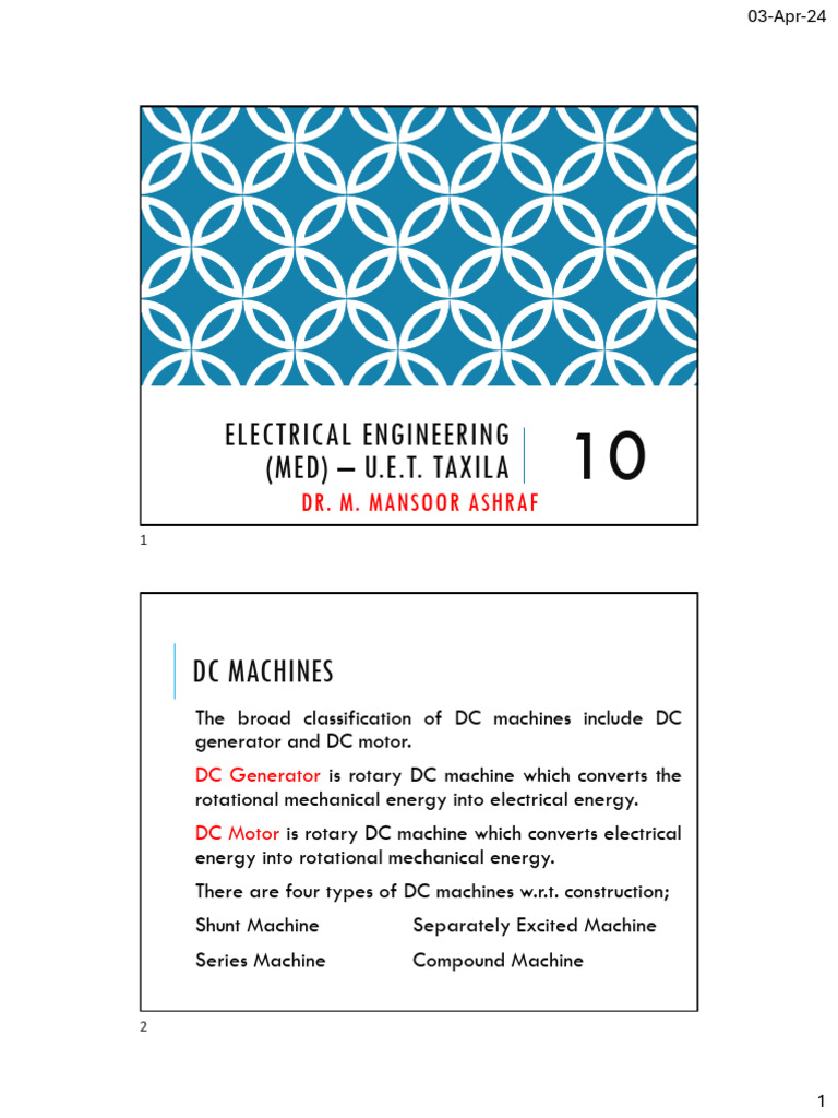 Lecture 10 | PDF | Electric Generator | Direct Current