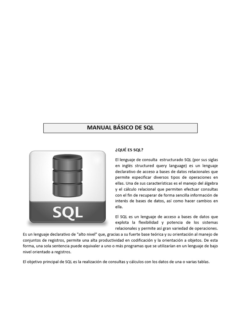 Manual SQL | PDF | SQL | Bases de datos Manual SQL | PDF | SQL | Bases de datos